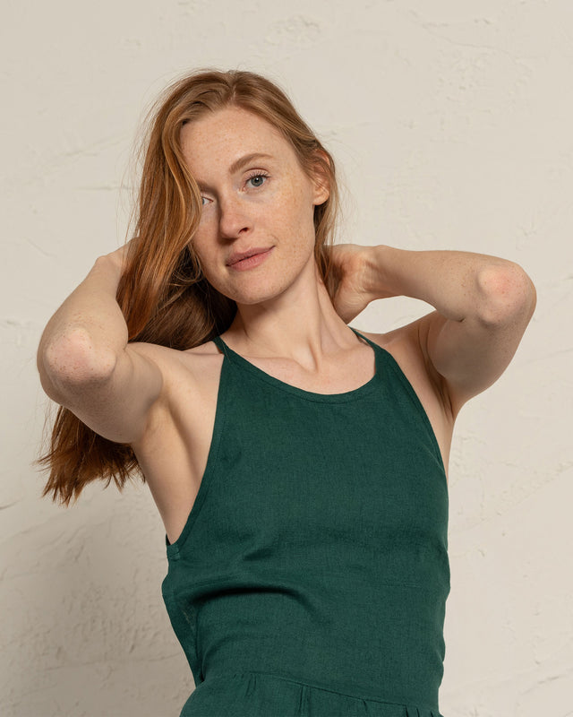 Elegant Women's Linen Strap Back Dress Soleil ️ menique