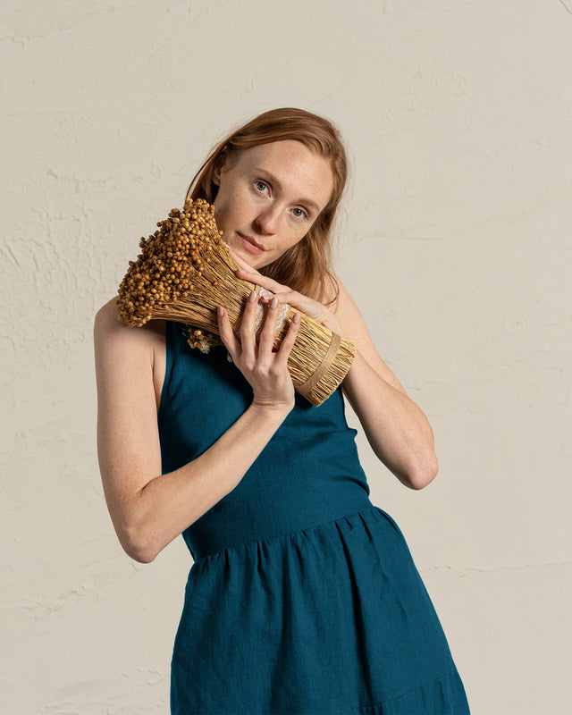 Elegant Women's Linen Strap Back Dress Soleil ️ menique