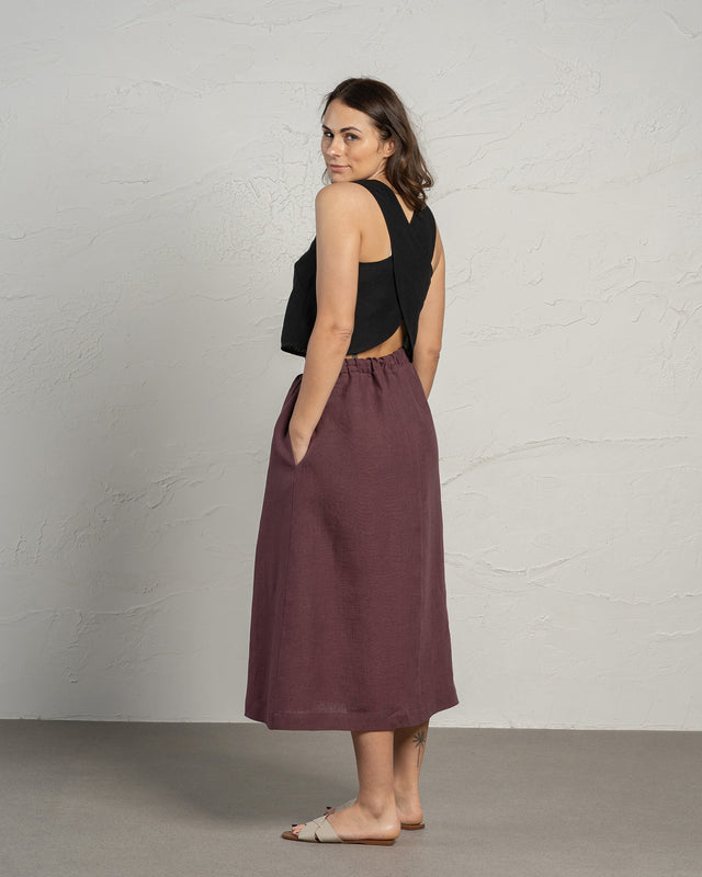 European Linen Crop Top with Cross Back ️ menique - MENIQUE