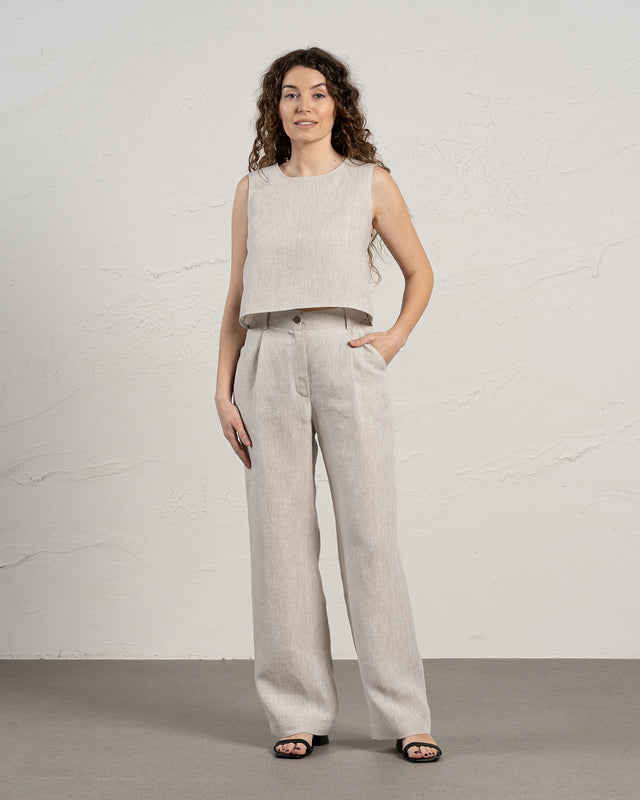 European Linen Crop Top with Cross Back ️ menique